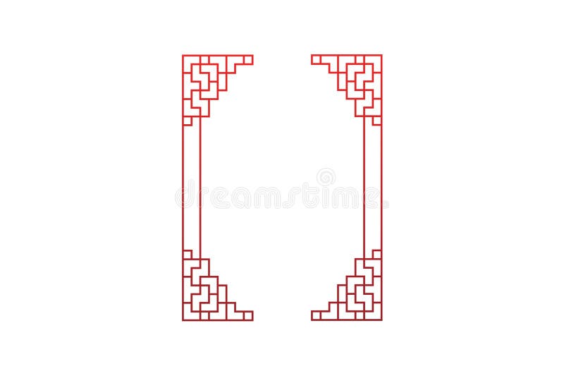 Minimalist Red Traditional Chinese Frame with Geometric Patterns on ...