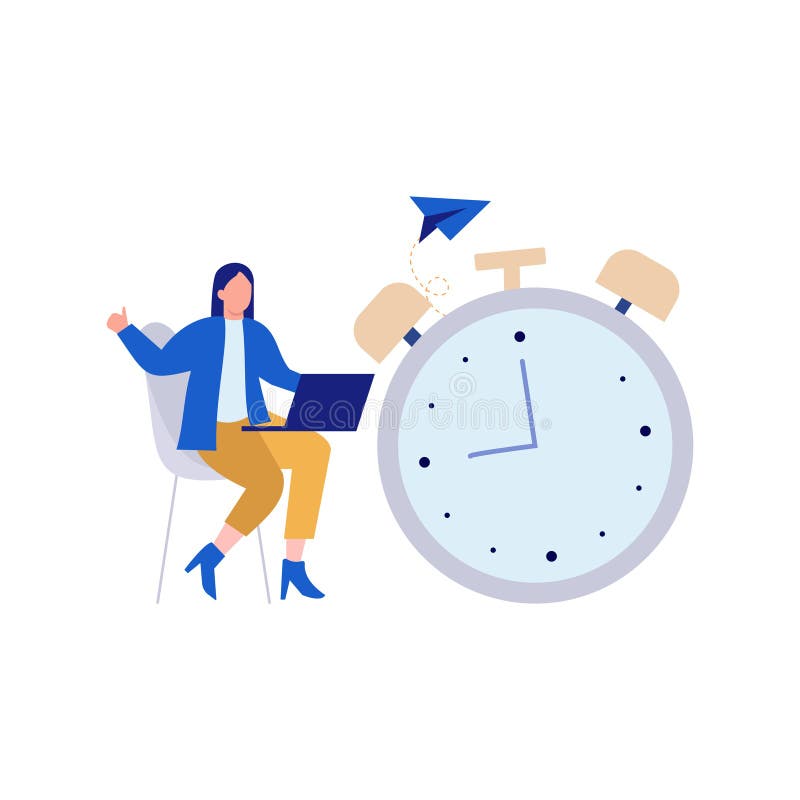 The girl is showing clock. stock illustration. Illustration of ...