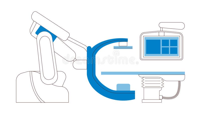Angiography Procedure. Medical Equipment. Black and White Modern Flat ...