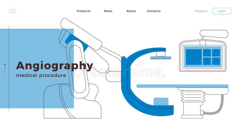 Angiography Procedure. Medical Equipment. Black and White Modern Flat ...