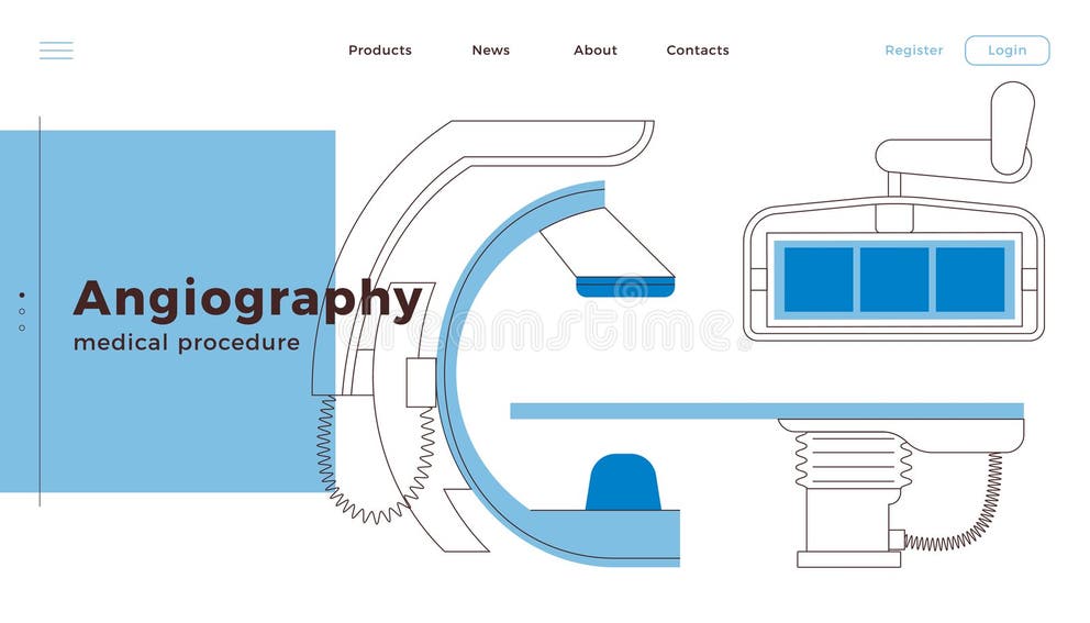 Angiography Procedure. Medical Equipment. Black and White Modern Flat ...