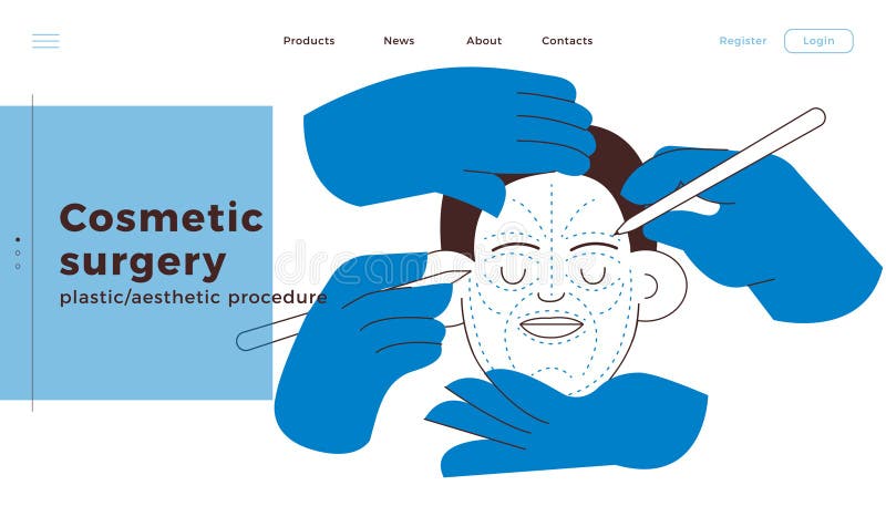 Cosmetic Surgery. Plastic and Aesthetic. Female Face with Dotted Lines ...