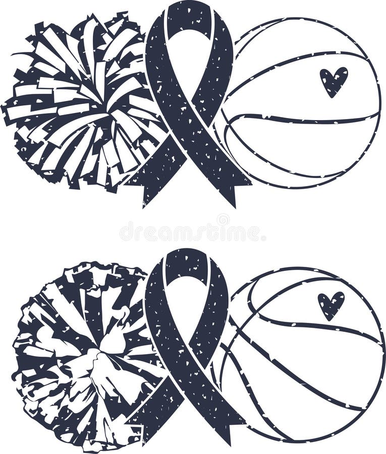 Basketball Outline, Awareness, Cheerleader, Cheer Pom Poms Cut Files ...