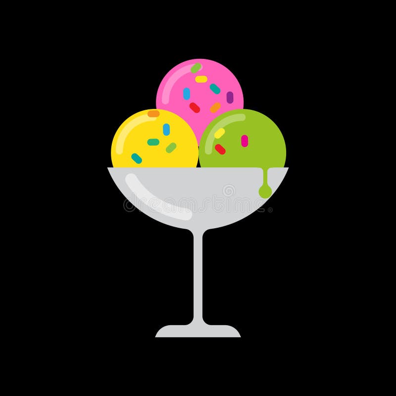 Ice Cream Balls in Waffle Cone. Vector Illustration. Cartoon Stock ...