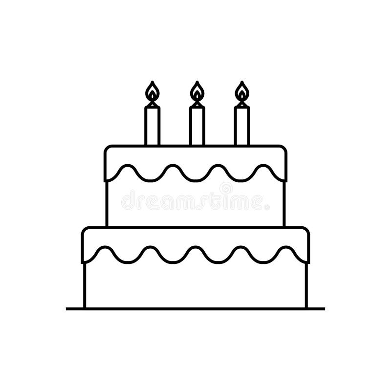 Birthday Two Tier Cake with Candles Line Icon. Party Cake Festival ...