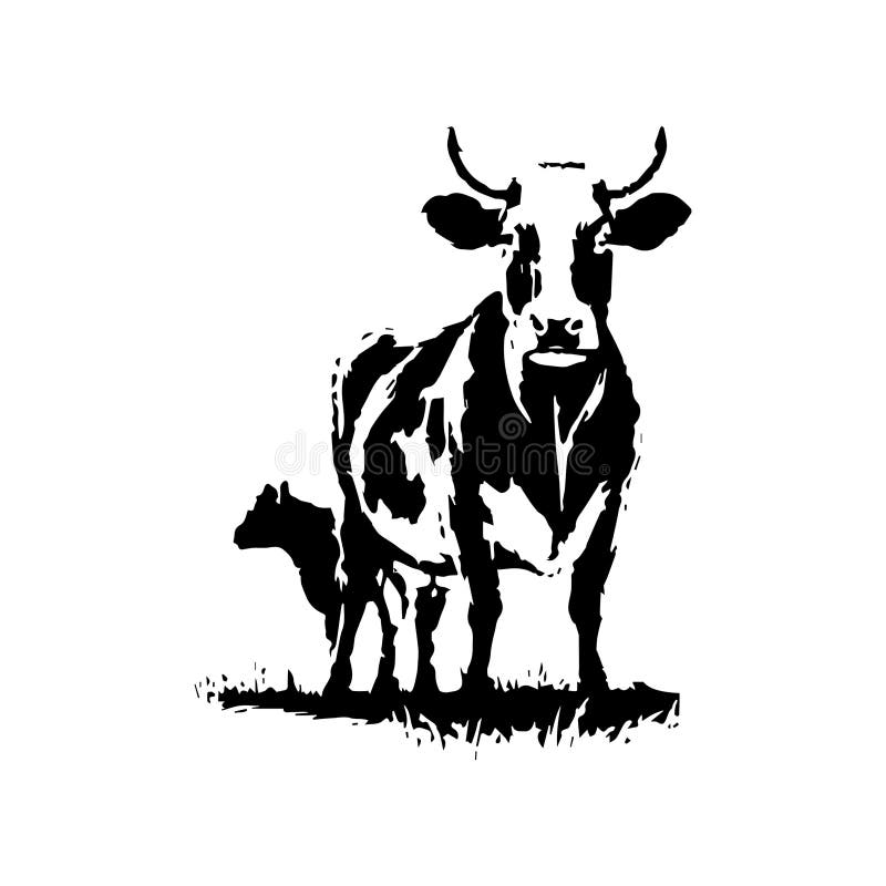 Graceful Bovine: Cow Silhouette in Typography Calligraphy Vector Art ...