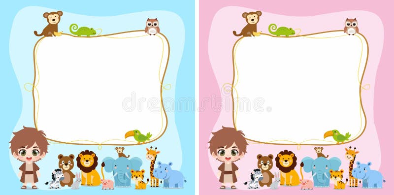 Decorative Background Birthday Noah S Ark, Ark Animals Stock Vector ...