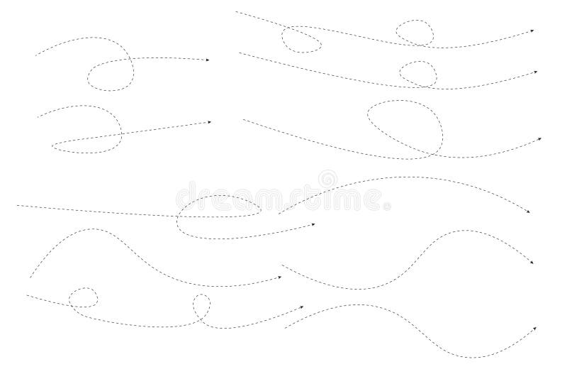 Set of dashed line arrows stock illustration. Illustration of concept ...