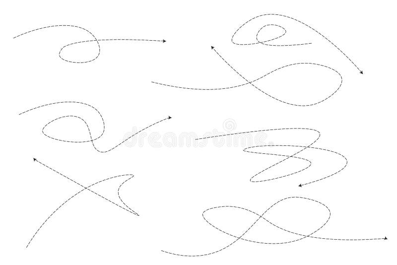 Set of dashed line arrows stock illustration. Illustration of flight ...