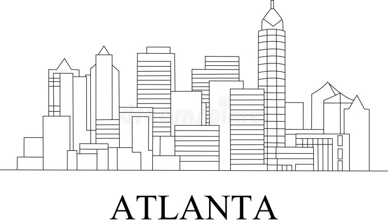 City Atlanta Vector Line Drawing Free Vetor Stock Illustration ...