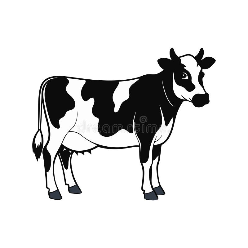 Black and White Cow Side View Isolated Vector Image. Stock Vector ...