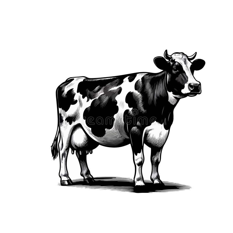 Black and White Cow Side View Isolated Vector Image Stock Vector ...
