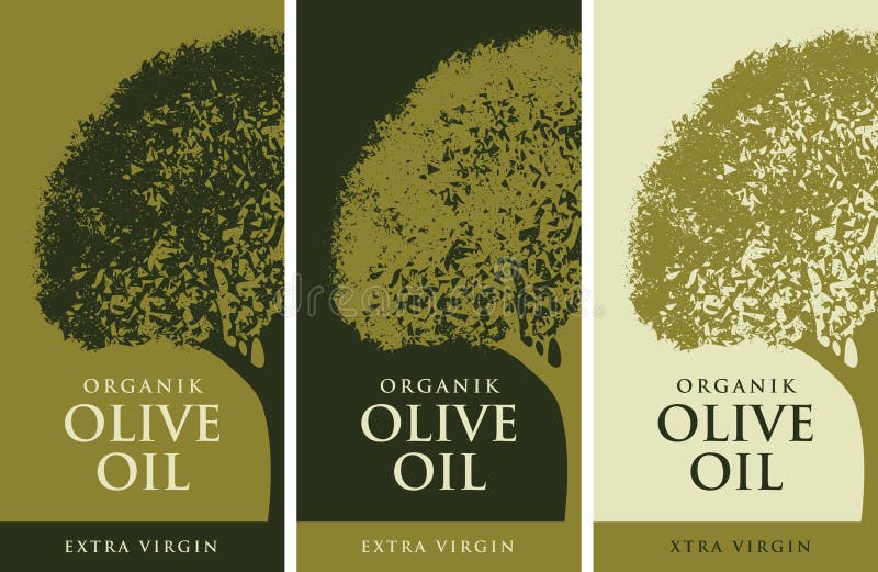 Labels for Olives or Olive Oil with Olive Tree Stock Illustration ...