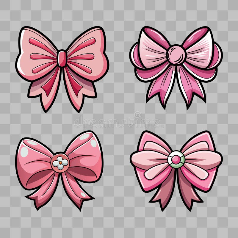Set of Pink Ribbon Bows, Pink Ribbon Bow Collection Stock Vector ...