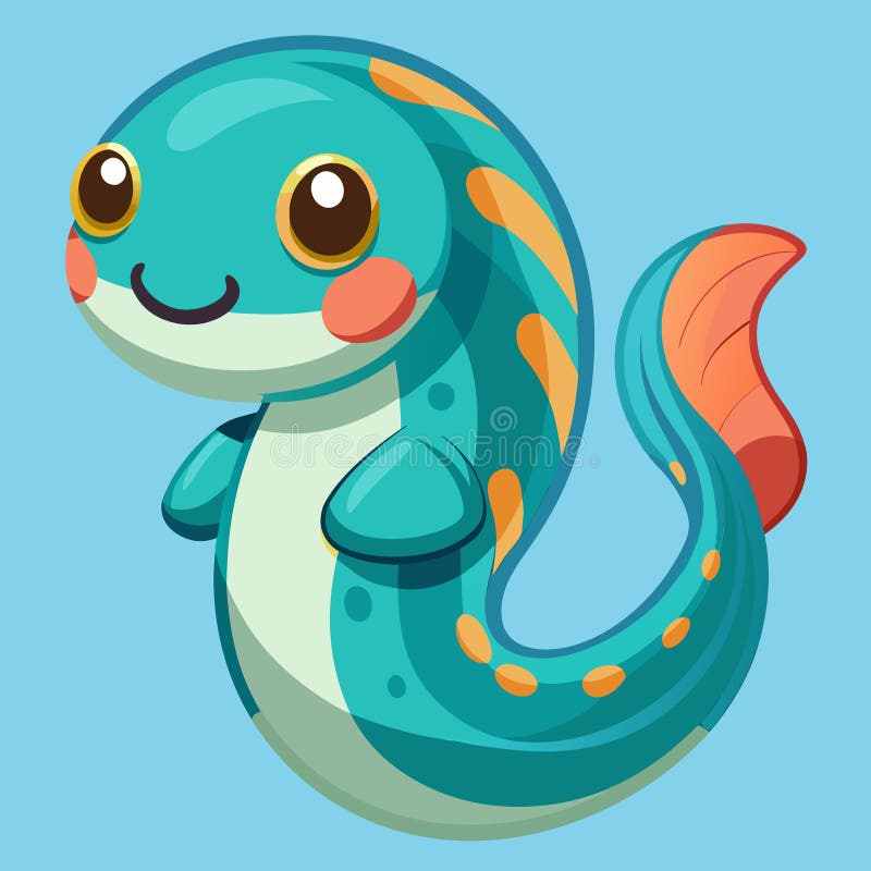 Print Adorable Eel Clipart Vector Illustration of Cute Eel Design for ...