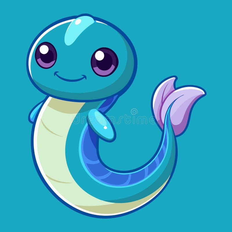 Print Adorable Eel Clipart Vector Illustration of Cute Eel Design for ...
