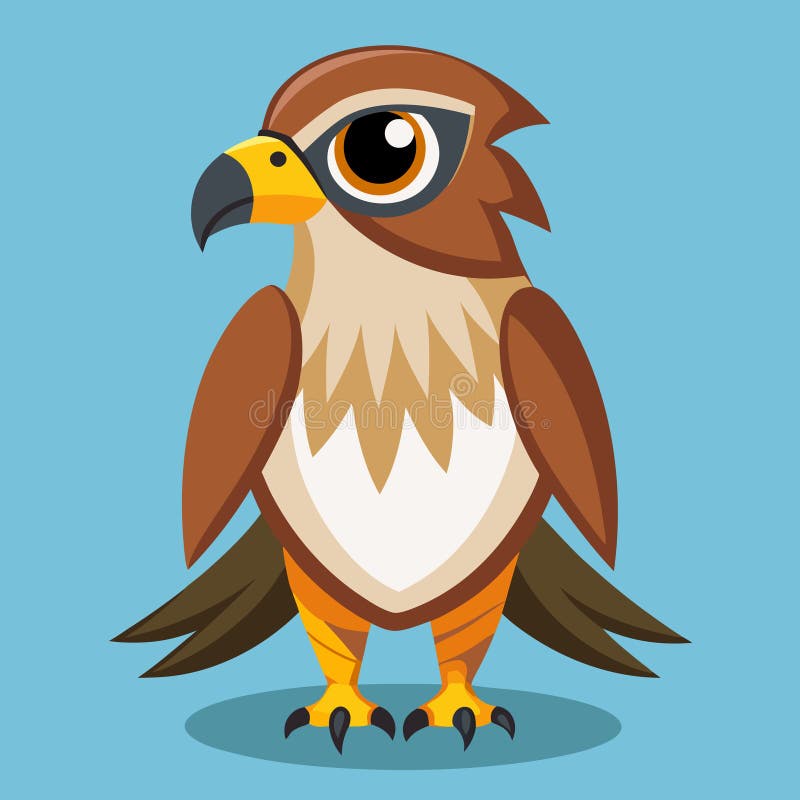 Print Adorable Hawk Clipart Vector Illustration Featuring a Cute and ...