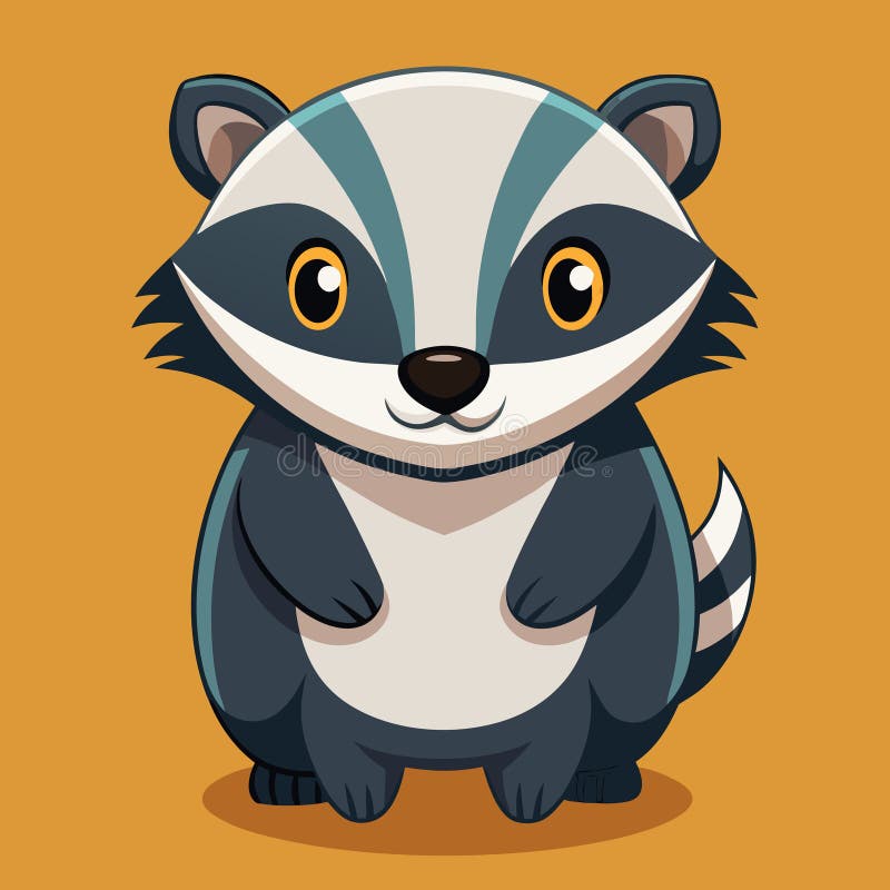 Print Adorable Cute Badger Clipart Vector Illustration of Playful ...