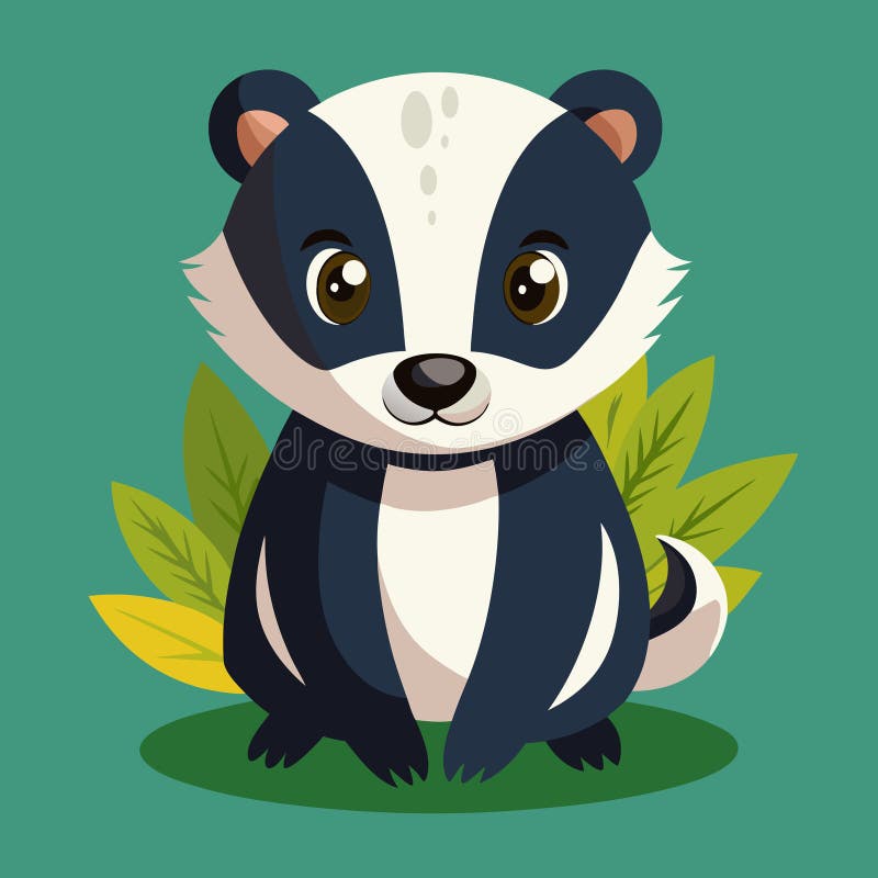 Print Adorable Cute Badger Clipart Vector Illustration of Playful ...