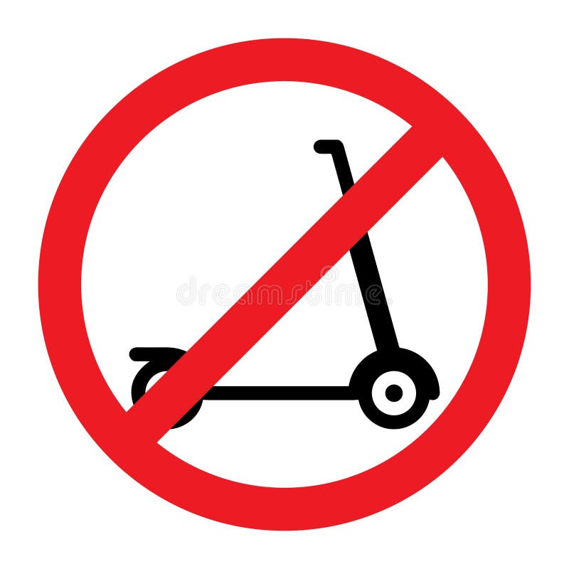 No Kick Scooter Allowed Red Sign Symbol Prohibition. No Scooter Sign ...