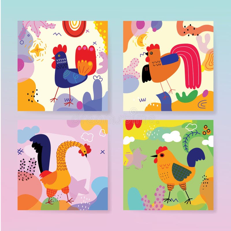 Abstract Chicken Hen Rooster Sketch Doodle Hand Drawn Vector. Stock ...