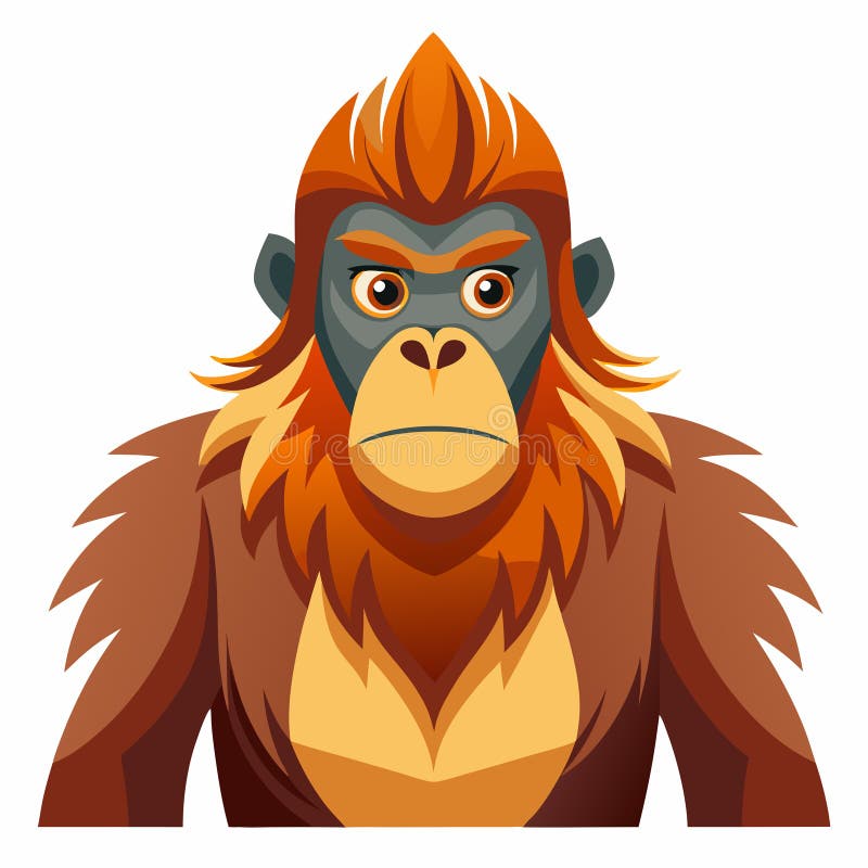 Print Handsome Orangutan Clipart Vector Illustration of a Great Ape ...