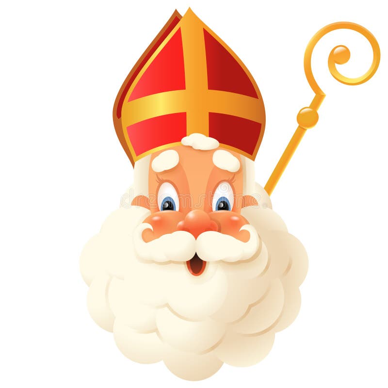 Saint Nicholas or Sinterklaas - Head and Stick Isolated on Transparent ...