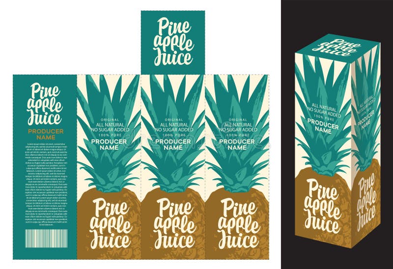 Cardboard Packaging Box for Pineapple Juice Stock Vector - Illustration ...