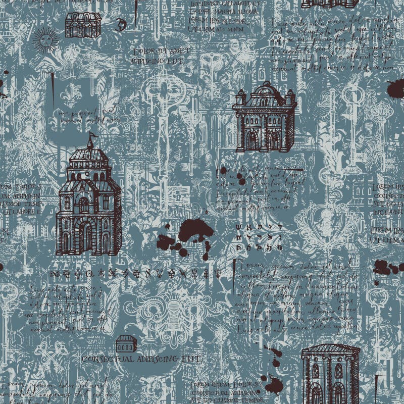 Seamless Pattern Wallpaper on Ancient Architecture and Art Stock ...