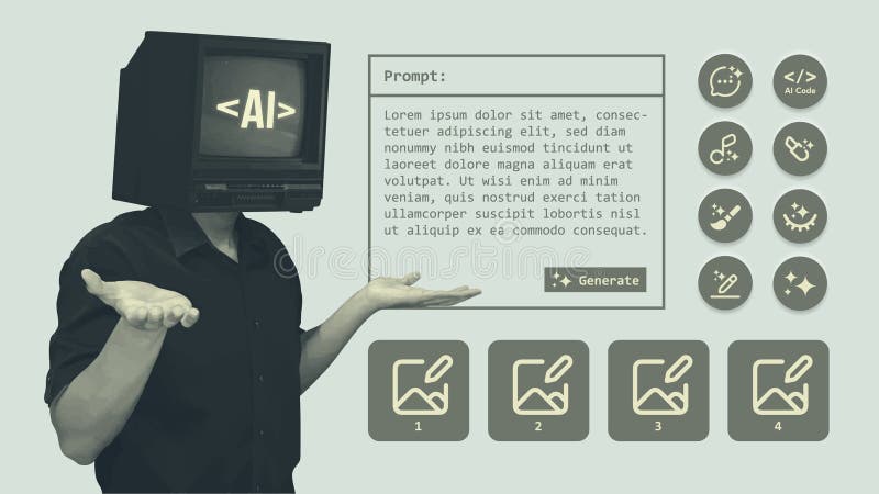 AI Prompt Generator Retro User Interface Mockup and Template Stock ...