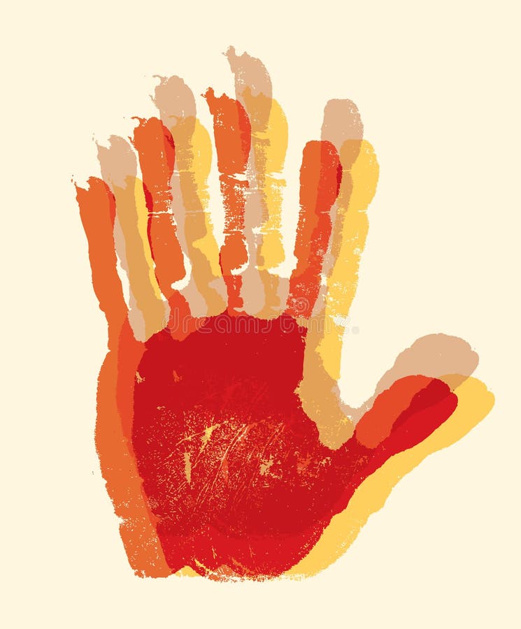 Colored Prints of Human Palm Hand Stock Vector - Illustration of ...
