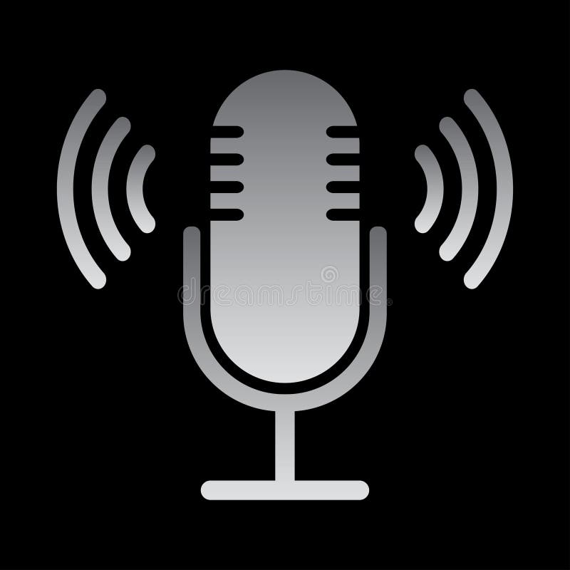 The Microphone Brown Icon Isolated on a Black Background. Logo ...