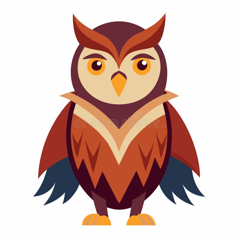 Print Handsome Owl Clipart Vector Illustration Featuring Detailed ...