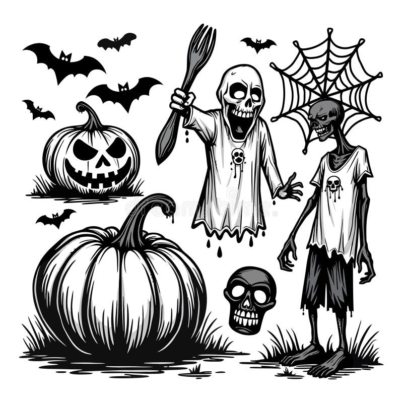 Happy Halloween Vector Set Art Work Illustration Stock Vector ...