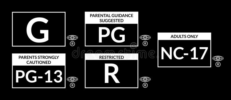 MPA Film Rating System Inverted Label Sticker Set Stock Vector ...
