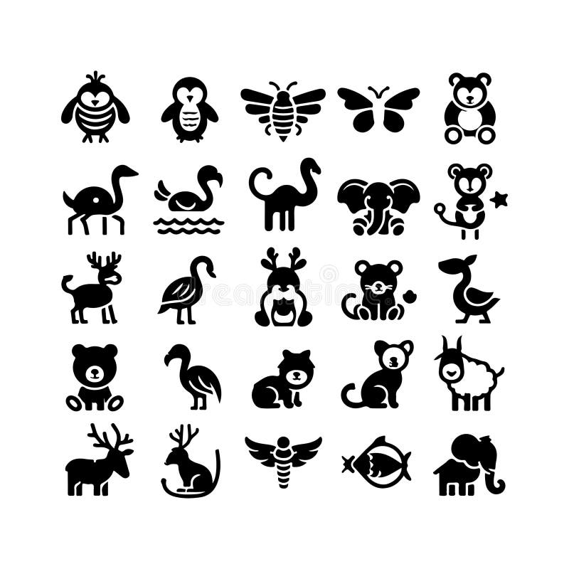 Set of Simple Pet Animals Face Line Art Stock Vector - Illustration of ...