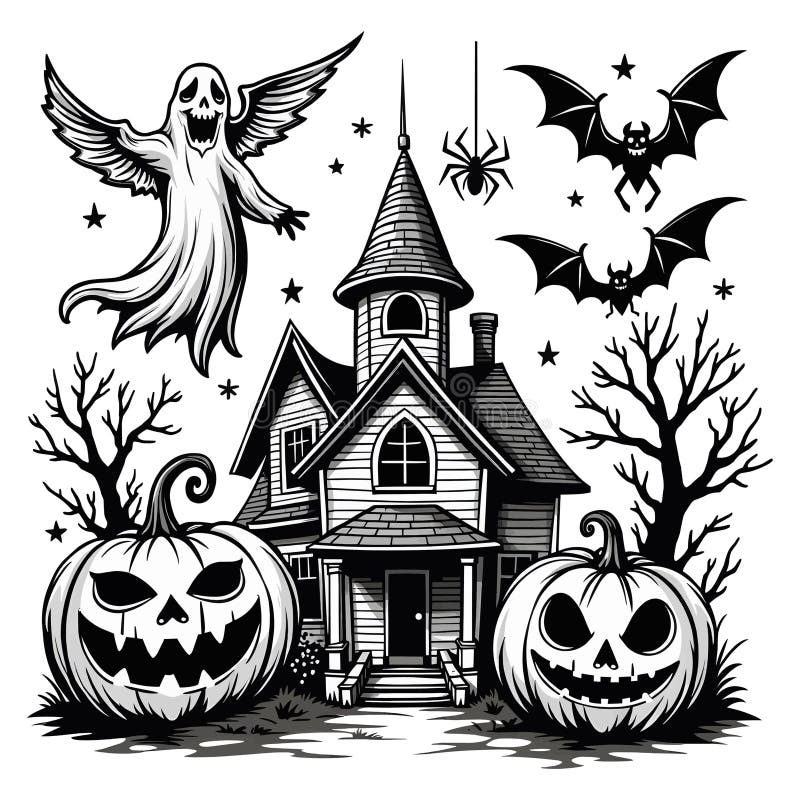 Haunted Halloween Vector Elements Set Art Work Stock Vector ...