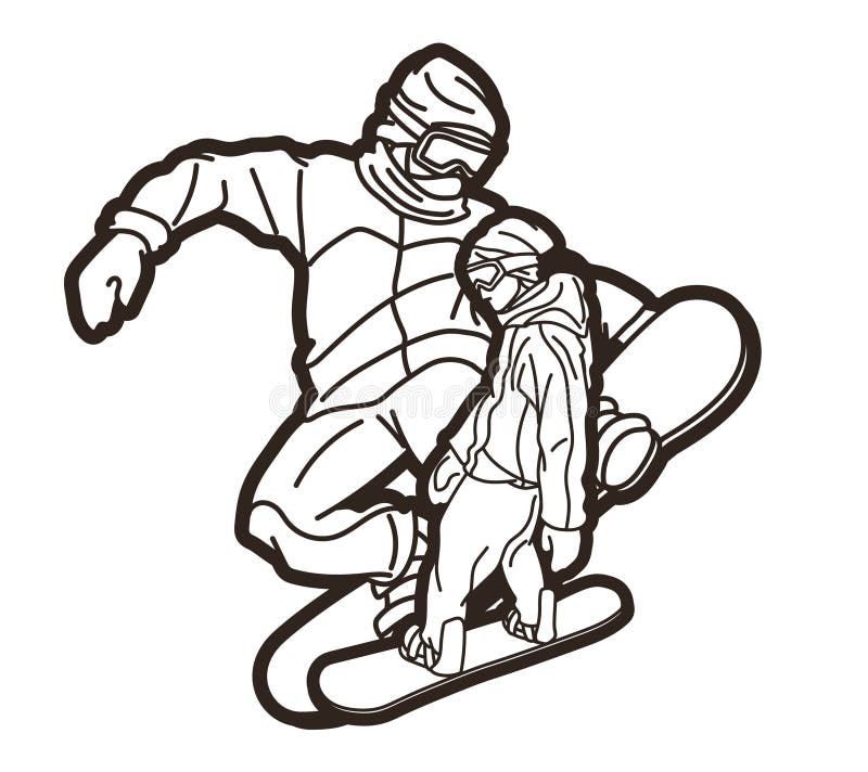 Extreme Sport Snowboard Players Snowboarder Mix Action Cartoon Graphic ...