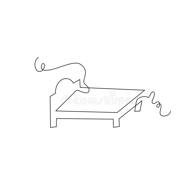 Illustration of a Bed Drawing in a Continuous Line Style Stock Vector ...
