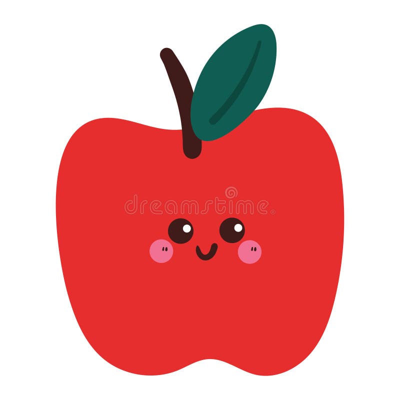 Cute Hand Drawing Cartoon Apple Sticker Stock Vector - Illustration of ...