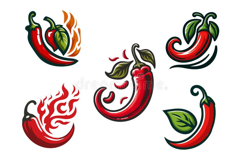 Chili Vector Icons Set, Simple Set Chili Vegetables Vector Icons. Stock ...