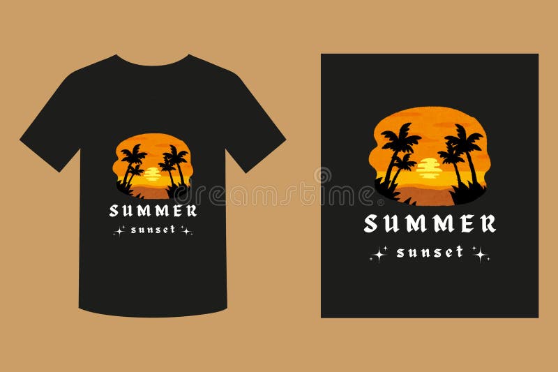 Summer Sunset Typography Design Stock Illustration - Illustration of ...