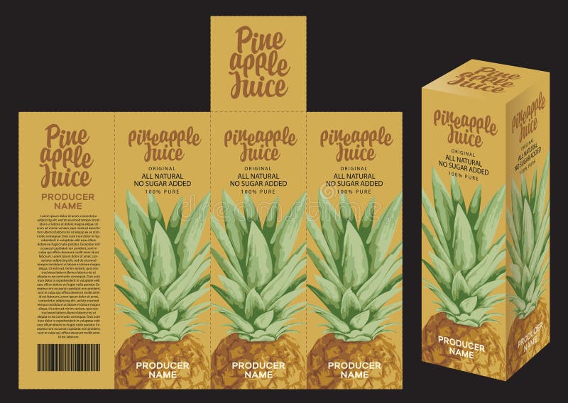 Cardboard Packaging Box for Pineapple Juice Stock Illustration ...