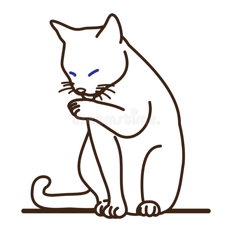 A Cute Cat Cleaning it Self Stock Vector - Illustration of cleaning ...