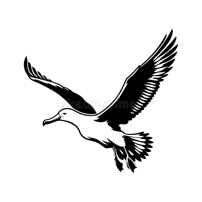 Flying Albatross Whole Vector Art Illustration Stock Vector ...
