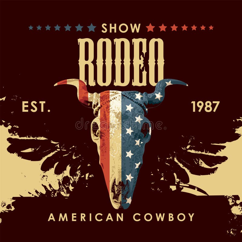 Banner for Cowboy Rodeo Show in Retro Style. Stock Illustration ...