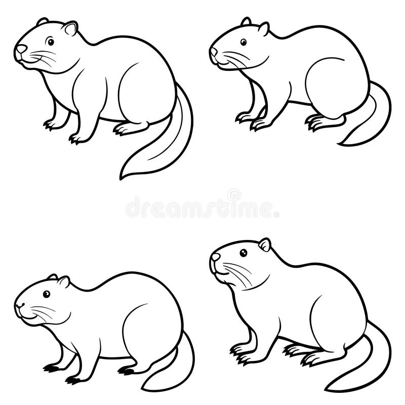 3d Rendering of Dynamic Beaver Silhouette Line Art. Generative AI Stock ...