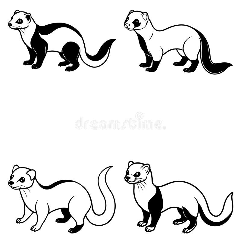 3d Rendering of Dynamic Ferret Silhouette Line Art. Generative AI Stock ...