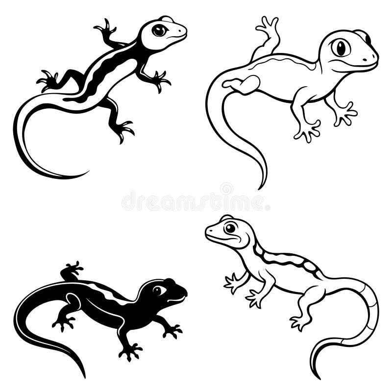 3d Rendering of Dynamic Gecko Silhouette Line Art. Generative AI Stock ...