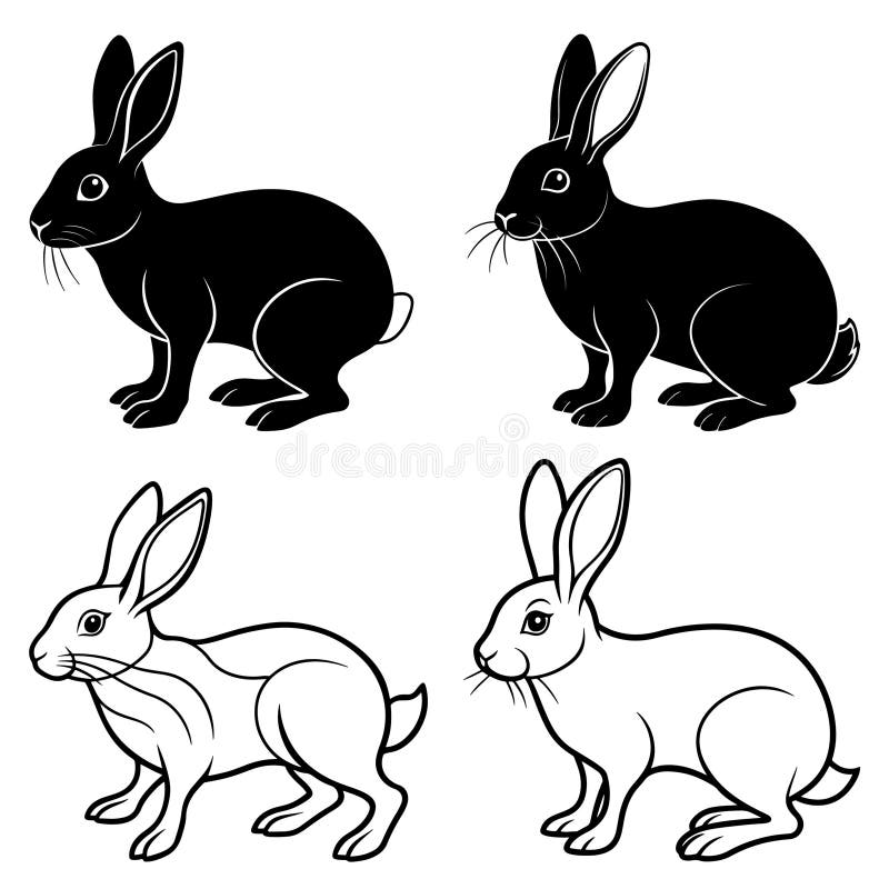 3d Rendering of Dynamic Rabbit Silhouette Line Art. Generative AI Stock ...